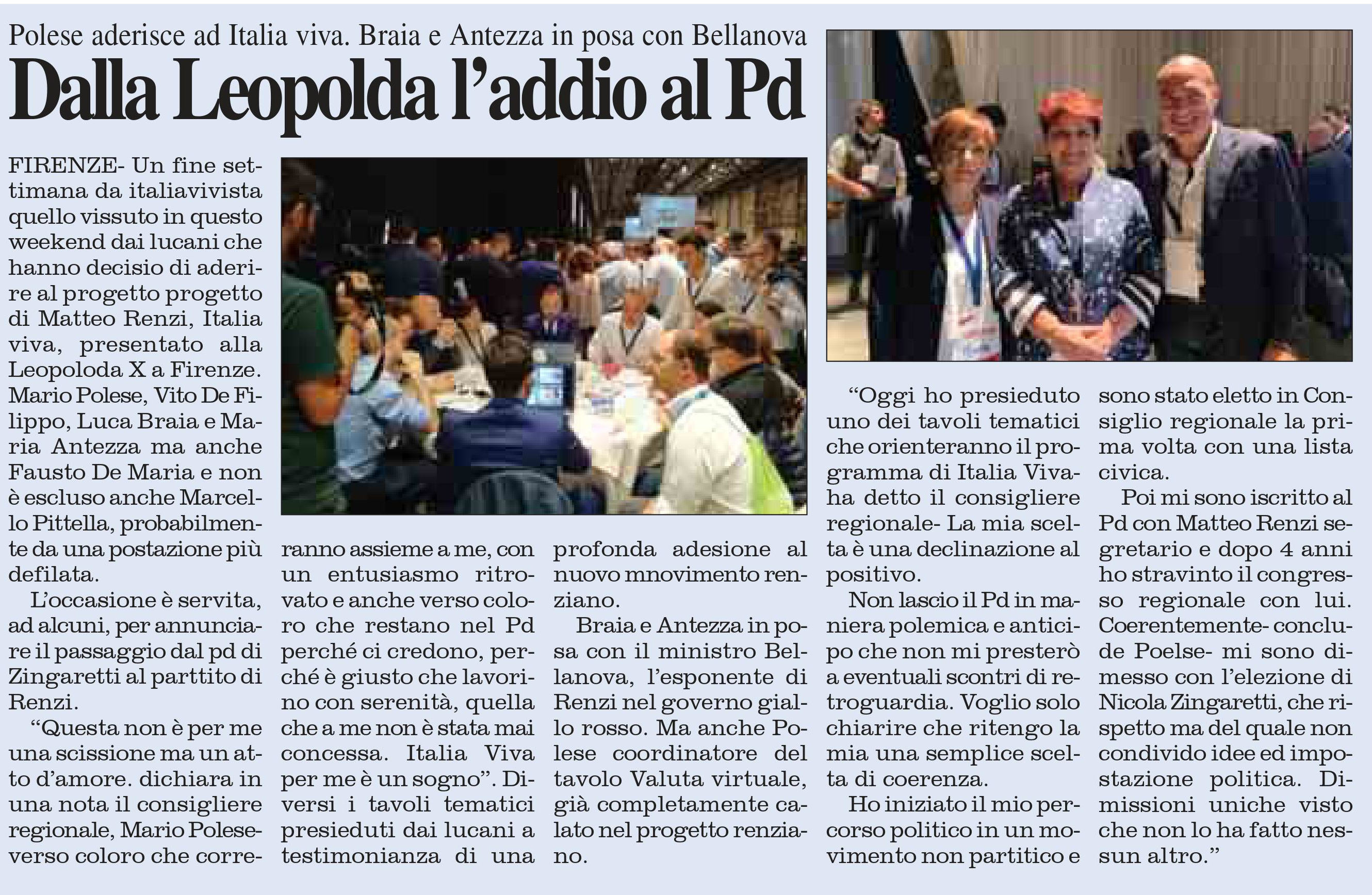 Mario Polese - Rassegna Stampa ItaliaViva 2019